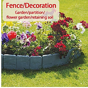 TOSSPER 20pcs Garden Border Edging, Stones Effect Fence Decorative Flower Bed Edging for Garden Lawn Landscape Interlocking Outdoor Lawn Stakes (Grey)