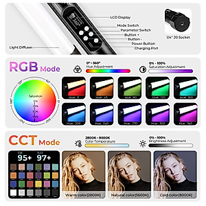 Mettlelite TLX4 RGB Tube Light LED Full Color Video Light with APP DMX Control 4 ft 2800K-8000K CRI96 TLCI97 360° RGB CCT HSI Mode 10 Customizable Light Effects Built in Rechargeable Battery