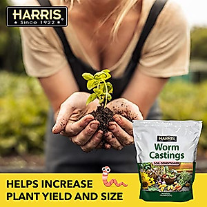 Harris Worm Castings Organic Fertilizer - Soil Superfood for Houseplants, Flowers, and Vegetables, 4qt, 5lb Bag