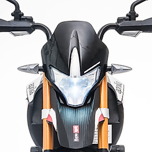 NBTiger 12V Kids Ride On Motorcycle, Electric Vehicle Toy Baterry Powered Sport Motorbike with Training Wheels, Spring Suspension, LED Lights, USB and Music, Gift for Kids 3-8 Yrs, Red