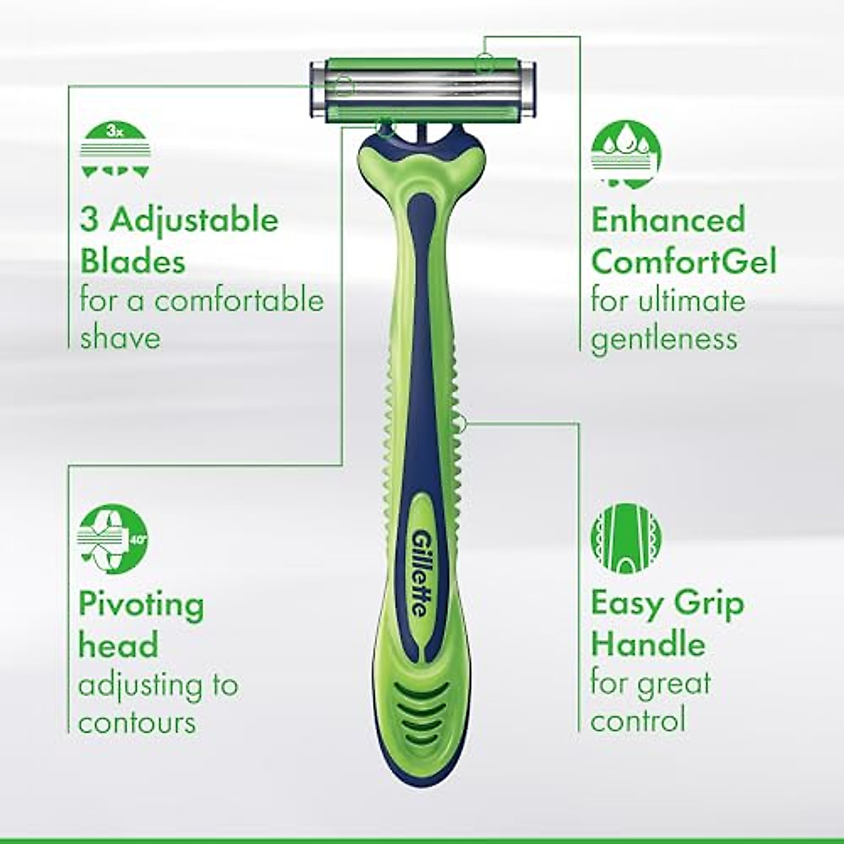 Gillette Sensor3 Sensitive Men's Disposable Razor, 12 Razors