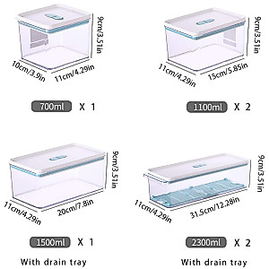 MineSign 6 Pack Stackable Fridge Organizers and Storage Clear Refrigerator Organizer Bins With Vented Lids And Drainer Plastic Container for Fruit Lettuce Produce Saver Keeper for Freezer Kitchen