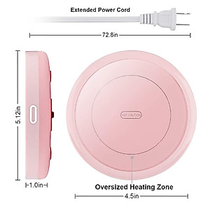 BESTINNKITS Smart Coffee Set Auto On/Off Gravity-Induction Mug Office Desk Use, Candle Wax Cup Warmer Heating Plate (Up to 131F/55C), 14oz (Pink Set)
