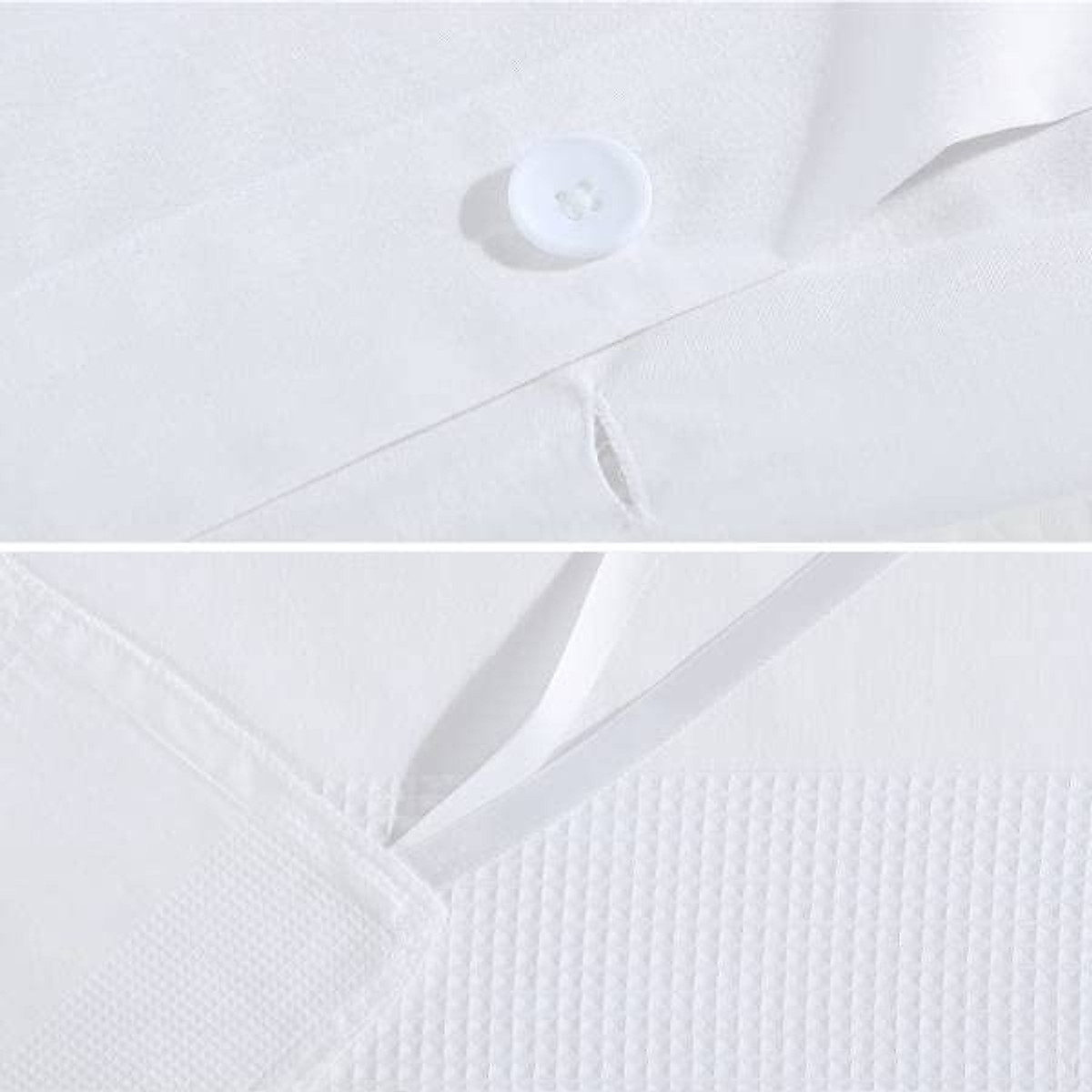 Vera Wang - Queen Duvet Cover Set, Luxury Cotton Bedding with Matching Shams, All Season Home Decor (Waffle Stripe White, Queen)