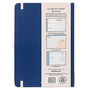 Busy B A5 To Do Diary January to December 2024 - Navy and Gold Floral - Week to View Diary with Notes, Tear-Out Lists & Pockets