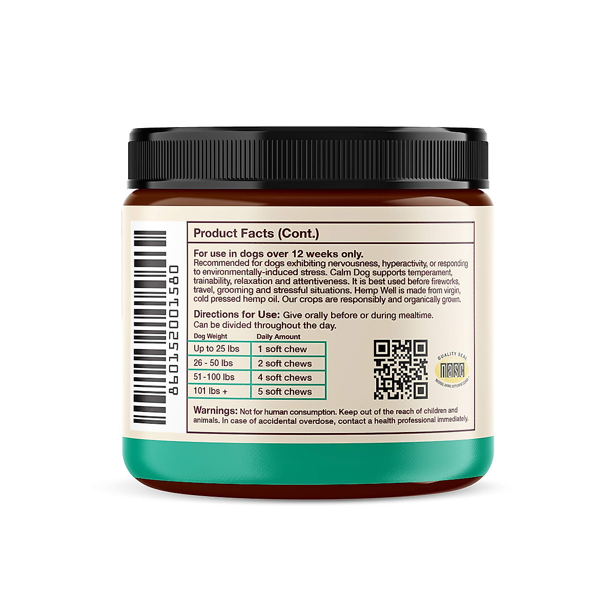 Hemp Well Calm Dog Soft Chews: Organic, Melatonin and Hemp Infused Calming Chews for Dogs with Anxiety, Separation Anxiety Relief and Stress Relief - 1 Pack Chews