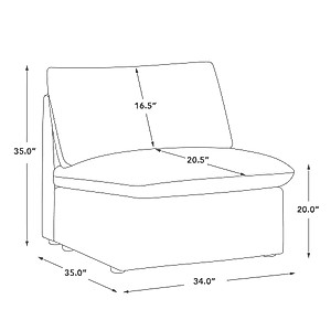 CHITA Modern Down Filled Upholstered Middle Armless Sofa for Sectional Modular Couch, Snow
