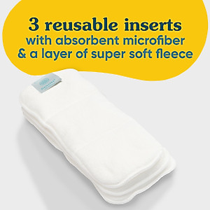 Charlie Banana Baby Super Absorbent Deluxe Reusable and Washable Diaper Insert, One Size, 3-Pack, Small