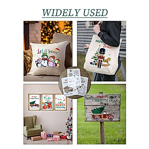Christmas Stencils Reusable, 9Pcs Farmhouse Large Merry Christmas Stencils for Painting on Wood Winter Decor,8 X 11 Inch,Snowflake Chirstmas Tree Craft Stencils