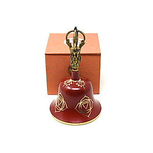 Tibetan Buddhist Meditation Bell Chakra Color - Bell of Enlightenment from Nepal 8 Inches Including free Box … (ORANGE)