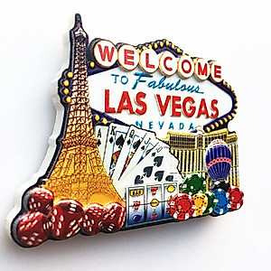 3D Las Vegas Skyline Fridge Magnet Home & Kitchen Decorative Magnetic Sticker, Classic Las Vegas Souvenir, Natural Resin Sign