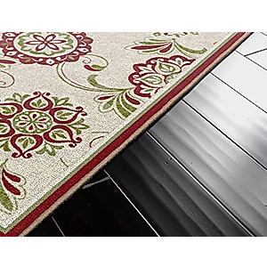 Brumlow MILLS Samara Home Indoor Area Rug with Traditional Floral Print Pattern for Living Room Decor, Dining Room, Kitchen Rug, or Bedroom Carpet, 30" x 46", Red