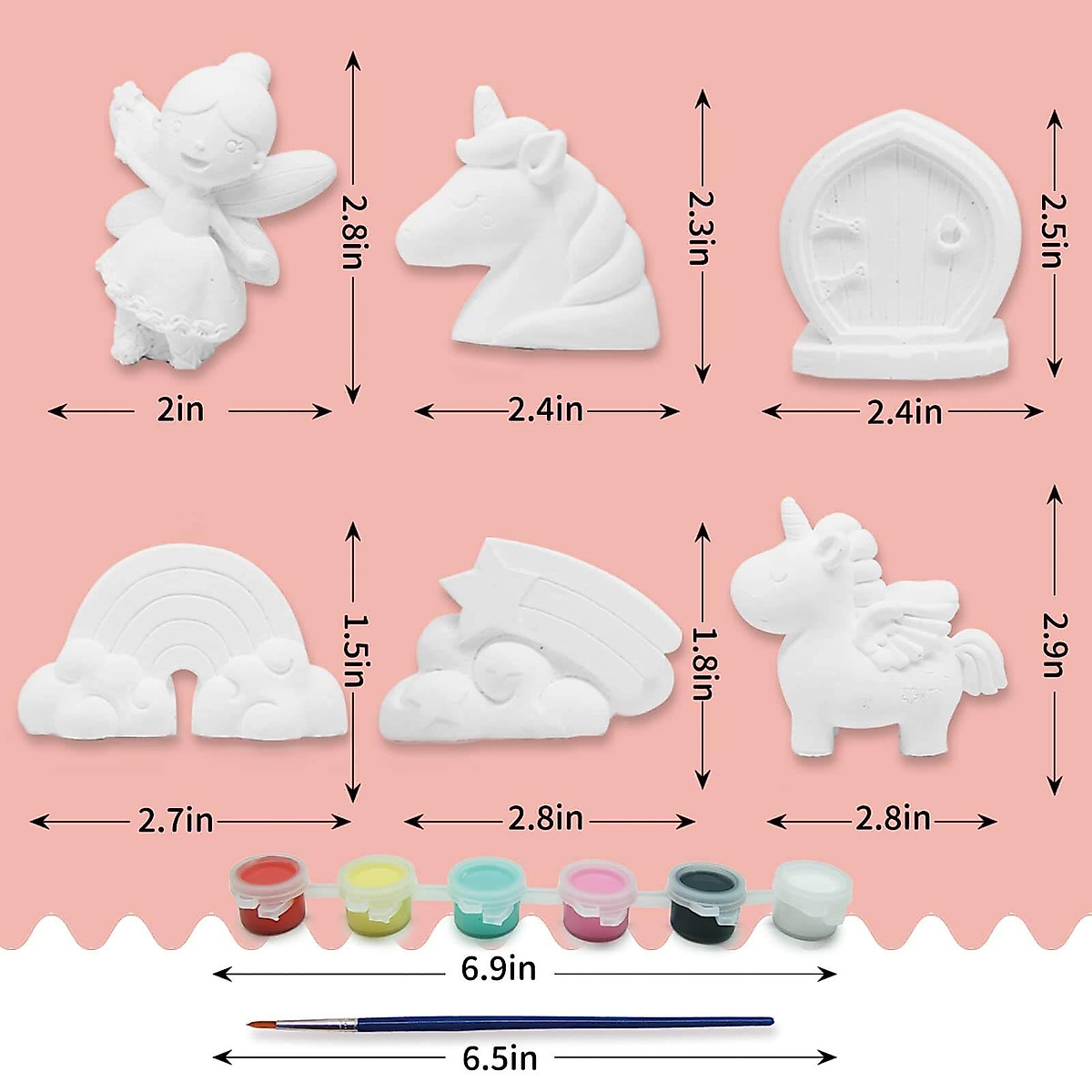 Funto Paint Your Own Unicorn Painting Kit, Arts and Crafts Set, STEAM Project Creative Activity DIY Toys, with 6 Figurines, 6 Paint Pots, 1 Brush