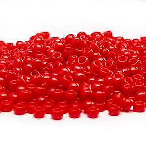 1000 Pcs Acrylic Red Pony Beads 6x9mm Bulk for Arts Craft Bracelet Necklace Jewelry Making Earring Hair Braiding (RED2)