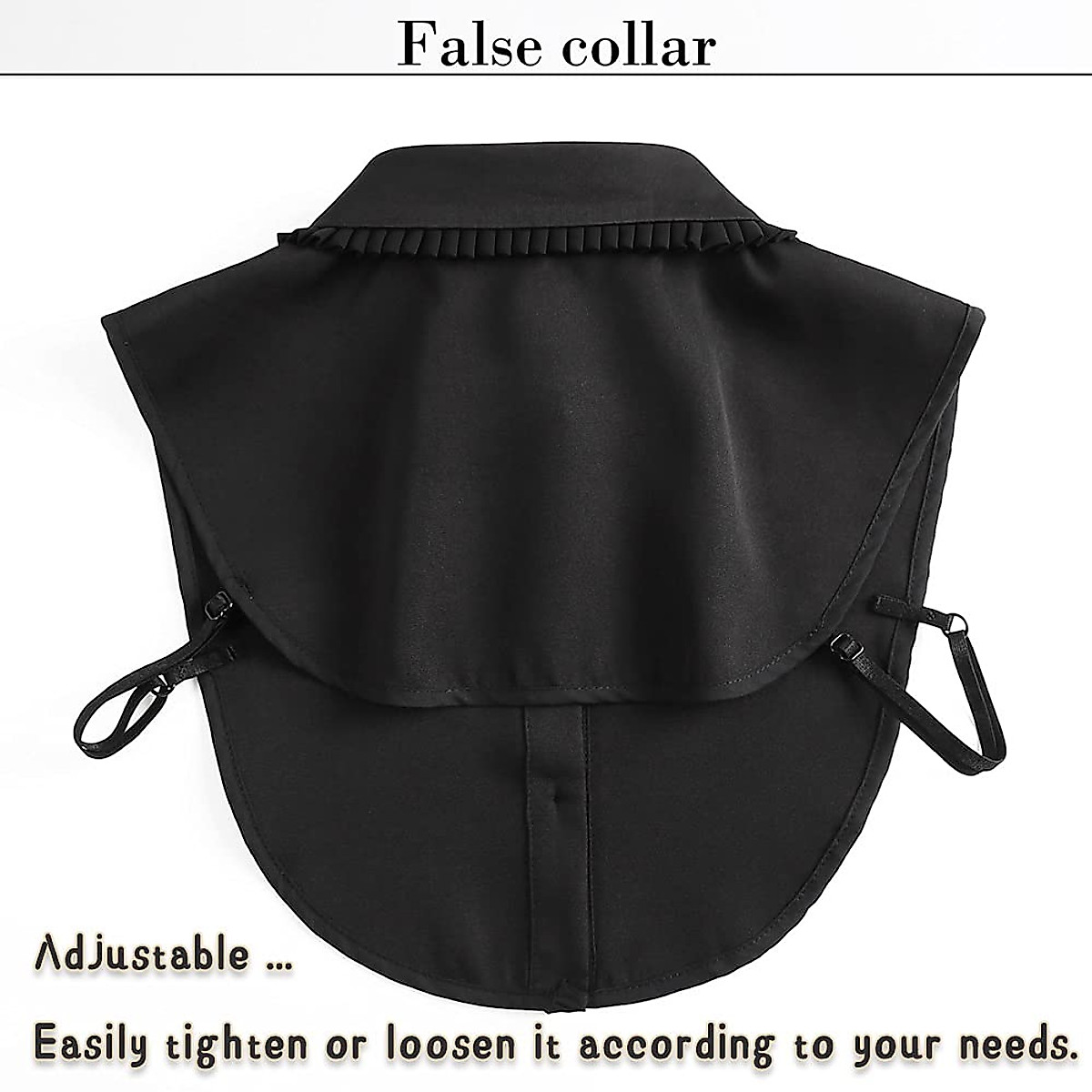 LoudSung Detachable Half Shirt Blouse False Collar Folding Design for Women Girls Black