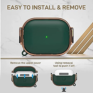 MiRUSI Case Cover for Airpods Pro 2nd Generation Double Switch Plating Skin Cover Shock-Absorbing Protective Case with Carabiner (Red)