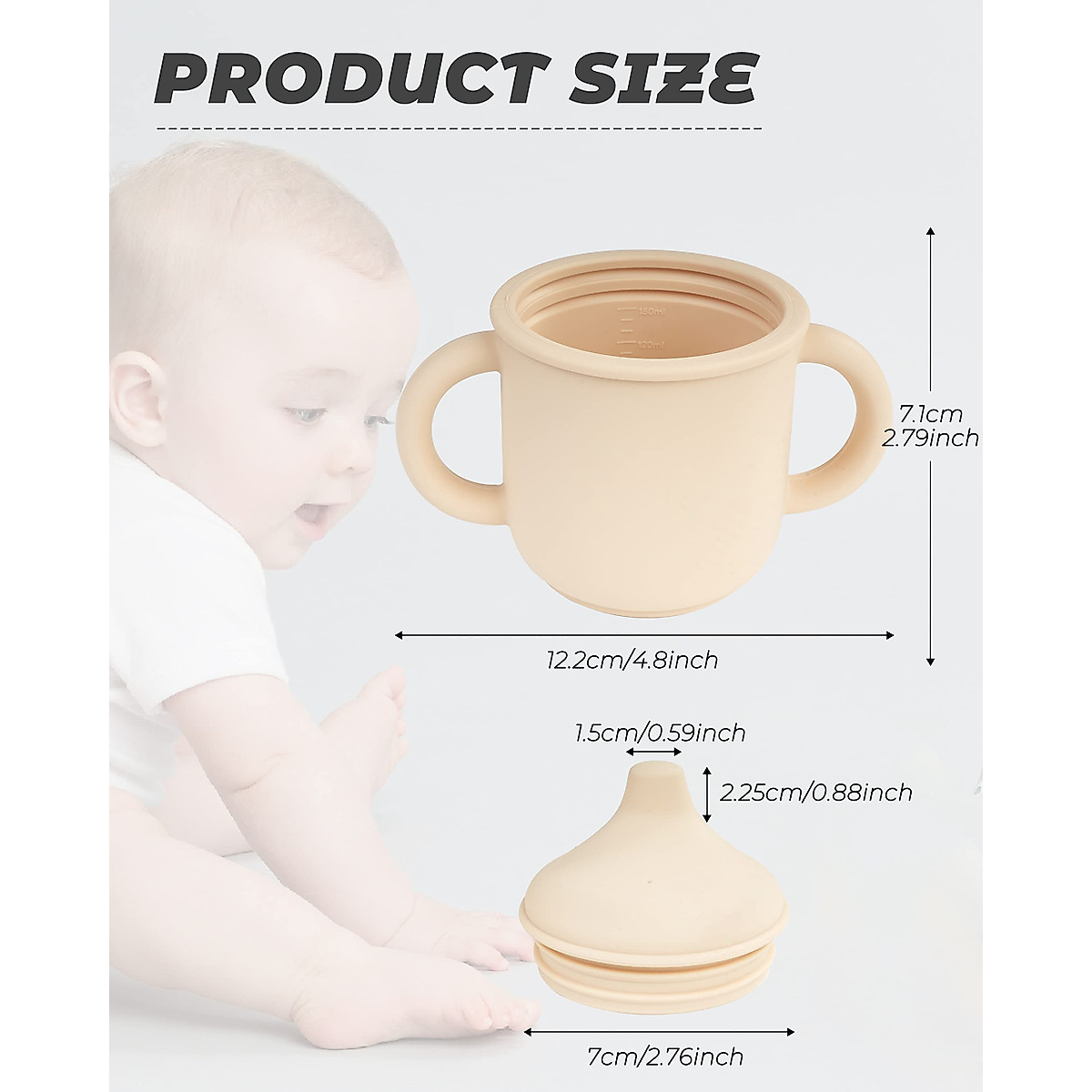 DF DUALFERV Toddler Sippy Cups, Sippy Cups for Baby 6+ Months, Toddler Cups with Two Non Slip Handle, Transition Sippy Cups for Babies 6-12 Months And Toddlers 1-3 Years, 5oz