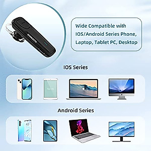 IDOERLEETEK Bluetooth Headset, S30 Bluetooth Earpiece Wireless Handsfree V5.1 Ultralight with Microphone 16 Hours Driving Headset Compatible with iPhone Android Cell Phone Laptop Tablets - Black