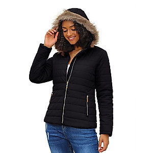 Vetinee Women Winter Jackets Jacket For Women Black Puffy Jacket Women Puffer Jacket Womens Womens Warm Coat Black Size Large Size 12 Size 14