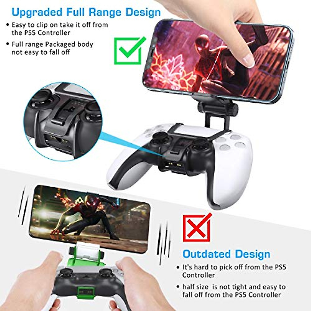 OIVO PS5 Controller Phone Mount Clip, Mobile Gaming Clip Cell Phone Stand Holder Replacement for Playstation 5 Dualsense Controller Remote Play
