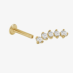 1/5 Carat Diamond Constellation Ear Crawler 14K Solid Gold Cartilage Stud Earring Helix Conch Diamond Ear Piercings Internally Threaded Flat Back (Carat 0.20ct, G-H, Clarity SI1-SI2) - Sold Separately