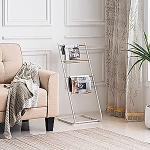 YOUDENOVA Blanket Ladder, Pool Towel Rack，Decorative 3 Tiers Towel Blanket Ladder Rack for Living Room, Towel Ladder Holder for Bathroom, White