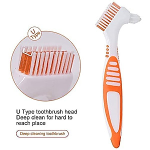 Chargenyang 3 Pack Denture Cleaning Brush Set Hard Denture Toothbrush Portable Denture Toothbrush Cleaning Brush Double Sided Denture Brush for Denture Care