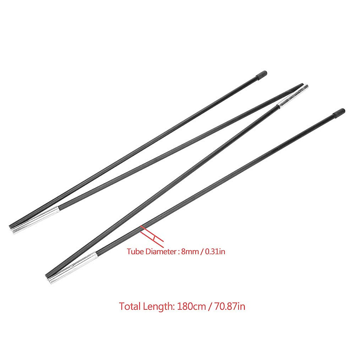 Nannday Fiberglass Camping Tent Pole Bars for Double Tents Support Rods Awning Frames Kit Suitable for 2 2m Double Tent