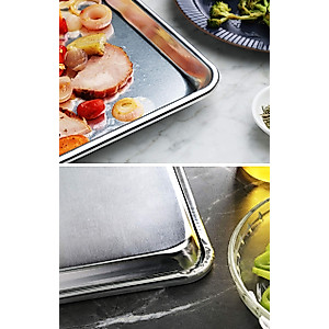New Star Foodservice 36930 Commercial-Grade 18-Gauge Aluminum Sheet Pan/Bun Pan, 18" L x 26" W x 1" H (Full Size) Pack of 12 | Measure Oven (Recommended)
