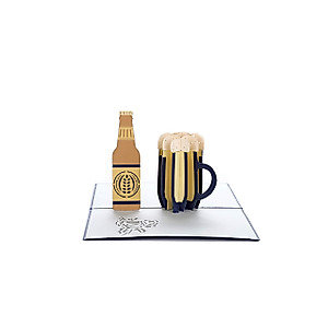Liif Beer 3D Greeting Pop Up Fathers Day Card, Happy Birthday Card For Dad, Husband, Son, Brother, Men, Congratulations, Retirement, Friendship, Thinking Of You