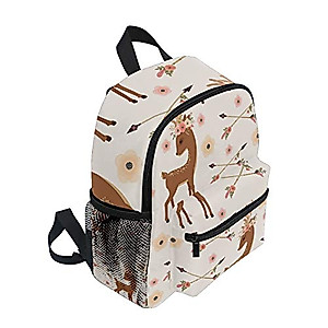 Kids Backpack Deer With Flower Arrows Preschool Bag for Toddler Boy Girls Schoolbag One Size
