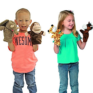 RONIAVL Animal Hand Puppets Plush Toy Birthday Party Favor Supplies for Storytelling Teaching Role-Play Stimulate Imagination Hand Puppets for Children (Green Parrot)