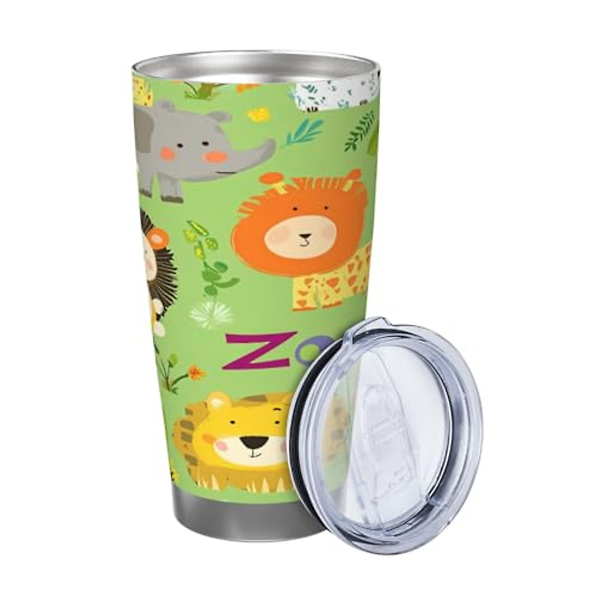AYCZN Zoo 20 OZ Tumbler Stainless Steel Travel Coffee Mug, Lion Tiger Insulated Water Bottle with Lid and 2 StrawsLeakproof Thermal Cup