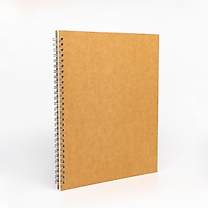 DSTELIN 10 inch x 7.5 inch, 100GSM, Blank Spiral Notebook, 3-Pack, Soft Cover, Sketch book, 100 Pages / 50 Sheets, with writing backboard, (Brown)