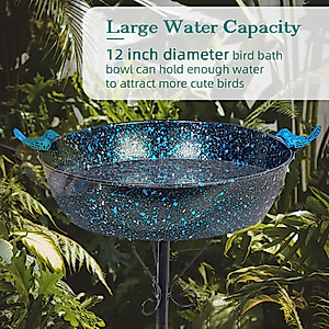 VEWOSTAR Outdoor Garden Bird Bath, Metal Birdbath with Stable Stakes Bird Feeders for Outdoor Yard Lawn Patio (3" Deep*35" Height)