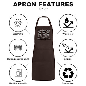 GXVUIS Grab Your Balls It's Canning Time Aprons for Women with 2 Pockets Waterproof Adjustable Bib Kitchen Cooking BBQ Apron Brown