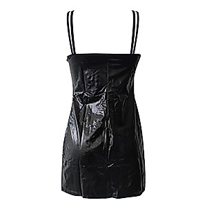 Sexy Lingerie, Boudoir Outfits For Photography Rave Bodysuit Sex Lengerie Women's Short Skirt Leather Patchwork Tight Buttock Secretary Uniform Suit Women - Lingerie Women's One (XXL, Black)