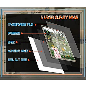 Pig Dishwasher Magnetic Sticker Farm Window Flower Refrigerator Door Magnet Cover Sheet,Animal Bird Fridge Home Appliances Decor Decals 23 W x 26 H Inch