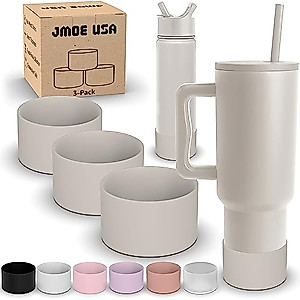 Jmoe USA 3-Pack Boot Sleeve Covers for Simple Modern 40oz & 30oz Trek Tumbler With Handle | Travel Mug | Protects Against Dents & Scratches | Fits Summit Bottles | Soft Silicone (Almond Birch)
