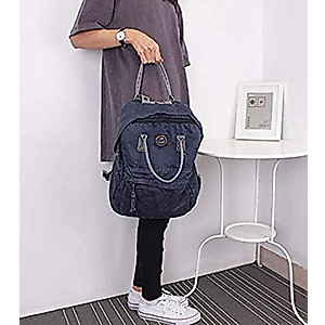 Womens Denim Backpack Purse Teen Girls Casual Style Lightweight Canvas Backpack School Bag Travel Daypack (Navy)