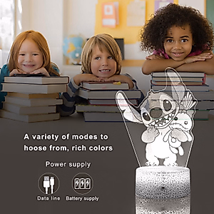 DRYLF Stitch Gifts for Girls Stitch Night Light with Remote & Smart Touch 16 Colors Changing Dimmable Stitch Lamp Cool Room Decor Bedside Lamp for Bedroom Boys Girls