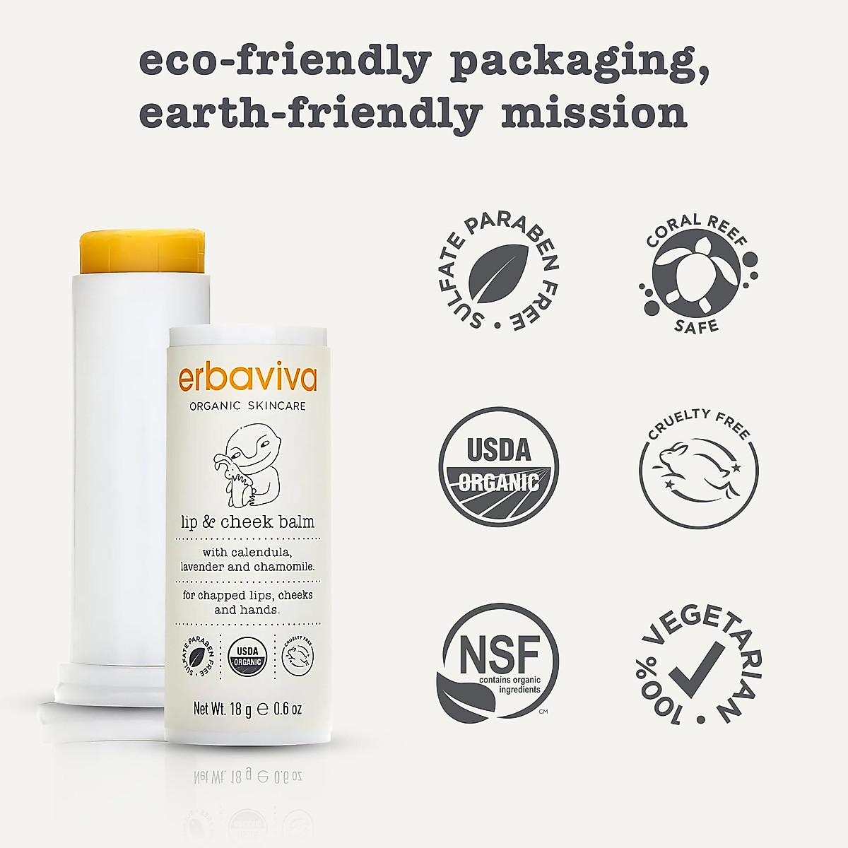 Erbaviva Organic Lip & Cheek Balm 0.6 Ounce