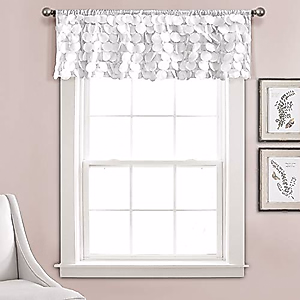 Lush Decor Lush Décor, White Gigi Valance Textured Window Kitchen Curtain (Single), 70" W x 14" L