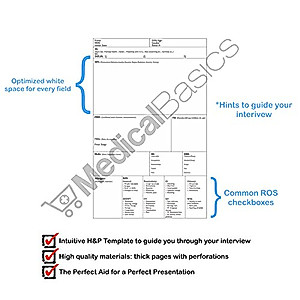 H&P Notebook (2 Pack) - Medical History and Physical Notebook, 100 Medical templates with Perforations