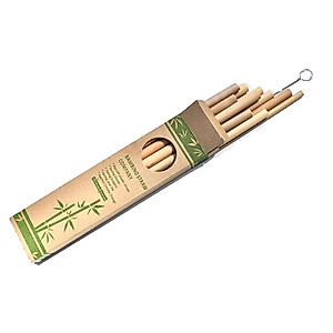 Organic BAMBOO STRAWS 8pack comes with cleaner, and to-go bag, Perfect for water, juices, smoothies, coffee, iced tea.