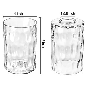 Canomo 3 Packs Hammered Glass Light Shade Cylinder Water Ripple Glass Lamp Shade Replacement 6 Inch Height Fit 2-1/4 Fitter for Wall Lamps Chandeliers or Ceiling Lamps