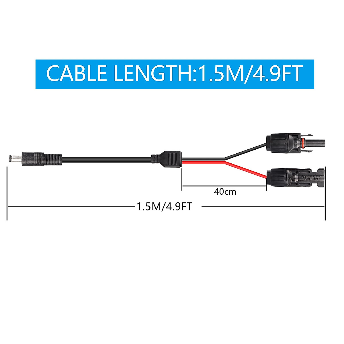 PNGKNYOCN Solar Panel Connectors to DC 5.5x2.1mm Extension Power Cable 14AWG Solar Panel Converter Cable for Solar Panel Charger and Portable Solar Generator（4.9FT）
