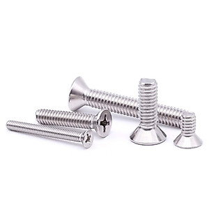 1/4-20 x 1 Flat Countersunk Head Machine Screws, Phillips Drive, 304 Stainless Steel 18-8, Full Thread, Coarse Thread UNC, 25 PCS