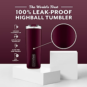 BrüMate Highball - 12oz 100% Leak-Proof Insulated Cocktail Tumbler - Double Wall Vacuum Stainless Steel - Shatterproof - Camping & Travel Tumbler & Cocktail Glass (Merlot)