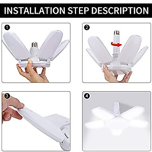 Maxziller LED Garage Lights,100W Deformable Led Garage Ceiling Lighting 11000LM E26/E27 Daylight 6000K Super Bright Garage Light Adjustable Garage Light for Garage,Workbench,Barn,Warehouse